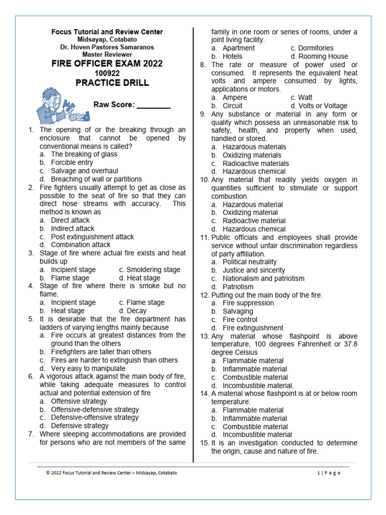 Sunday FOE Review Test Materials | PDF | Fires | Combustion