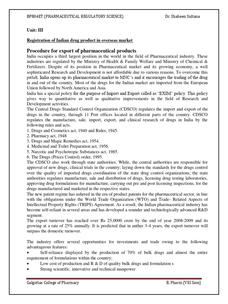 Unit 3 Notes DRA | PDF | Food And Drug Administration | Pharmaceutical ...