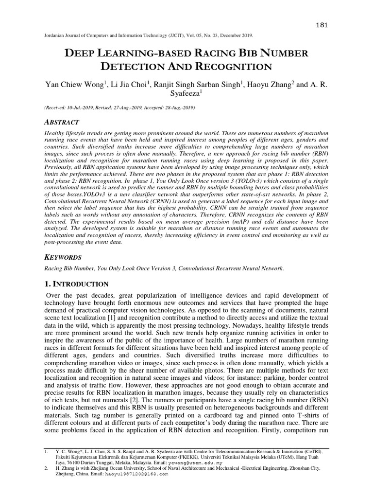 Deep Learning Based Racing Bib Number Detection An Pdf Deep