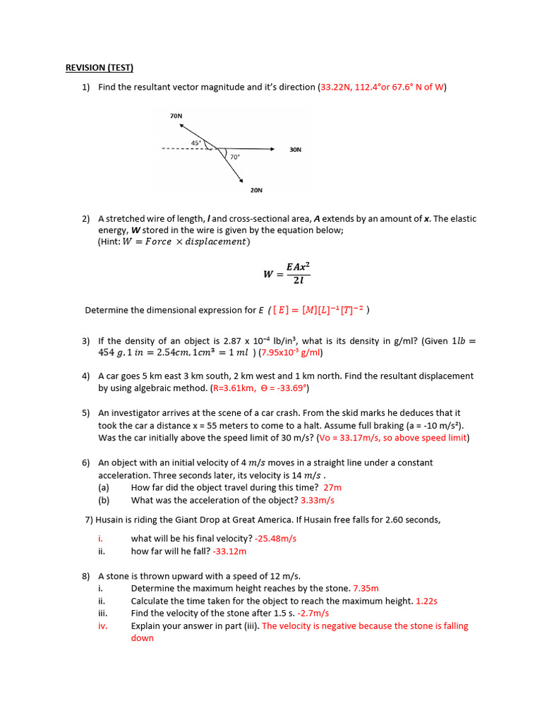 Revision?? | PDF | Tension (Physics) | Speed