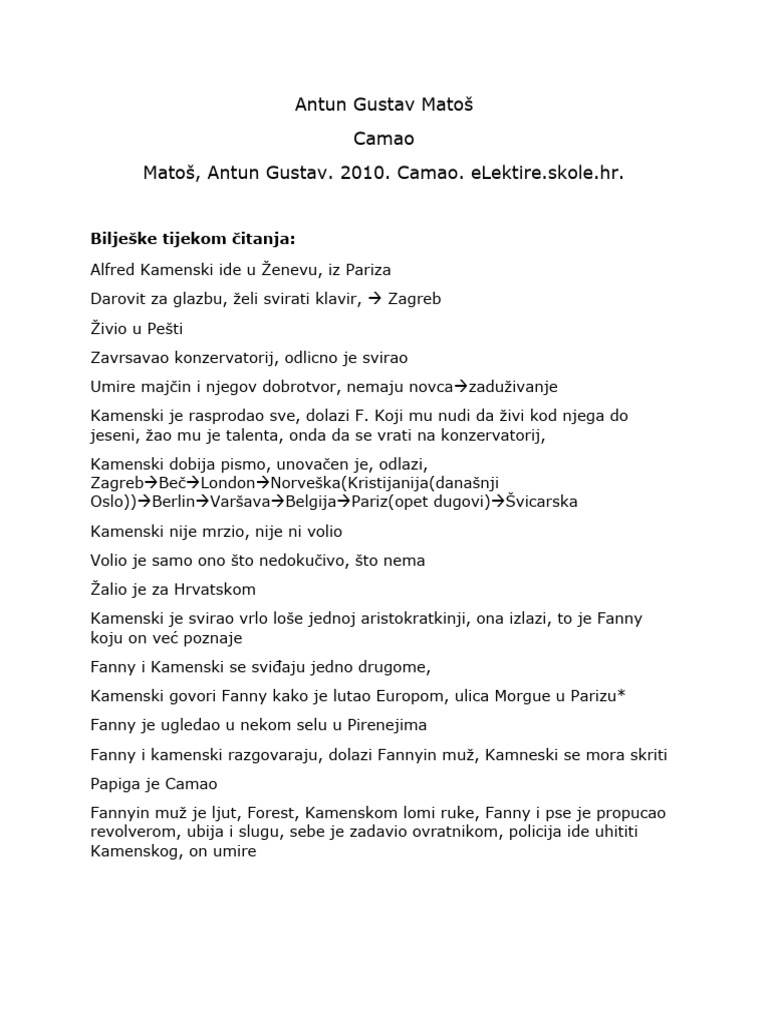 Antun Gustav Matoš Camao | PDF