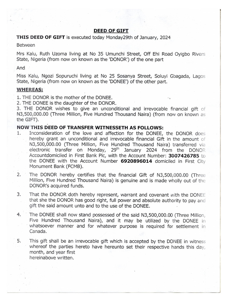 Deed of Gift | PDF