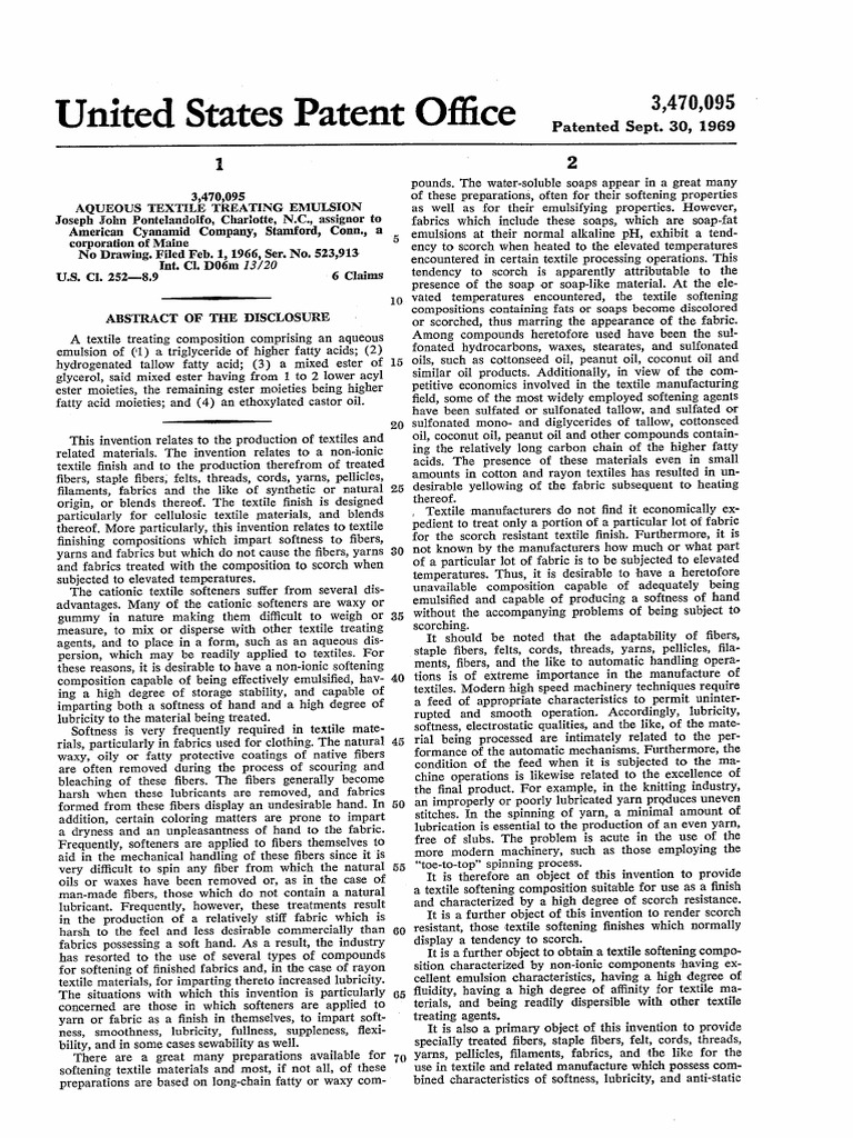 Aqueous Textile Treating Emulsion | PDF