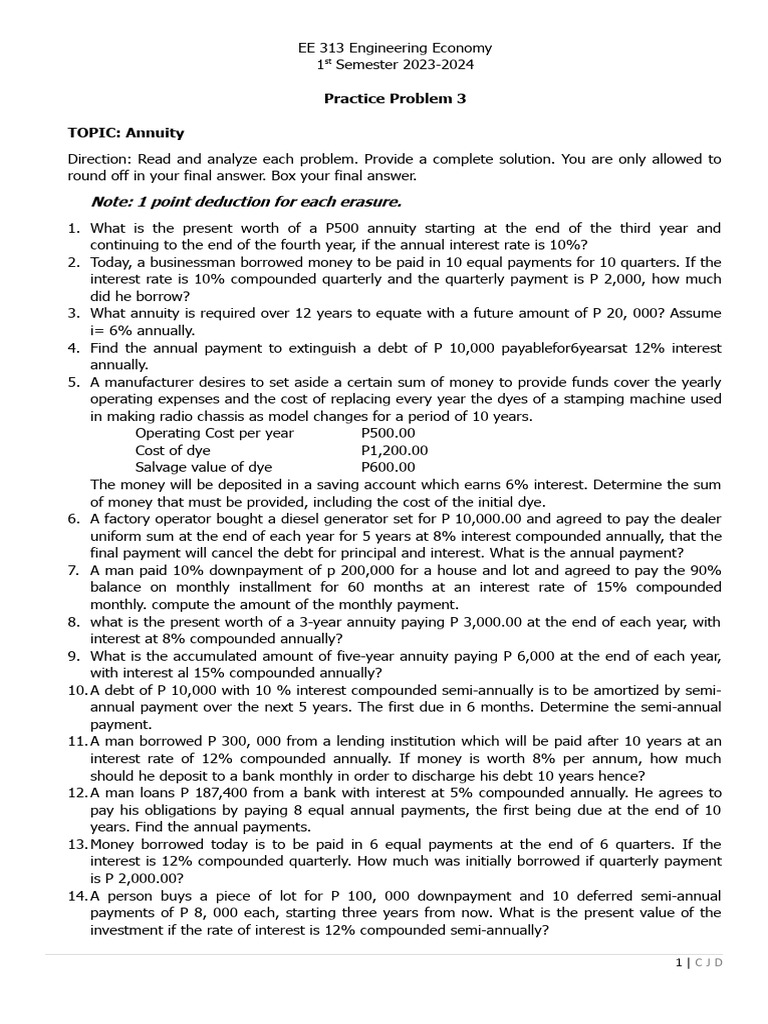 Practice Problem 3 Annuity | PDF | Interest | Present Value