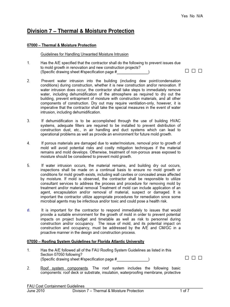 Fauccg Jan2007 Div7 Thermal Moisture Protection | PDF | Roof | Mold