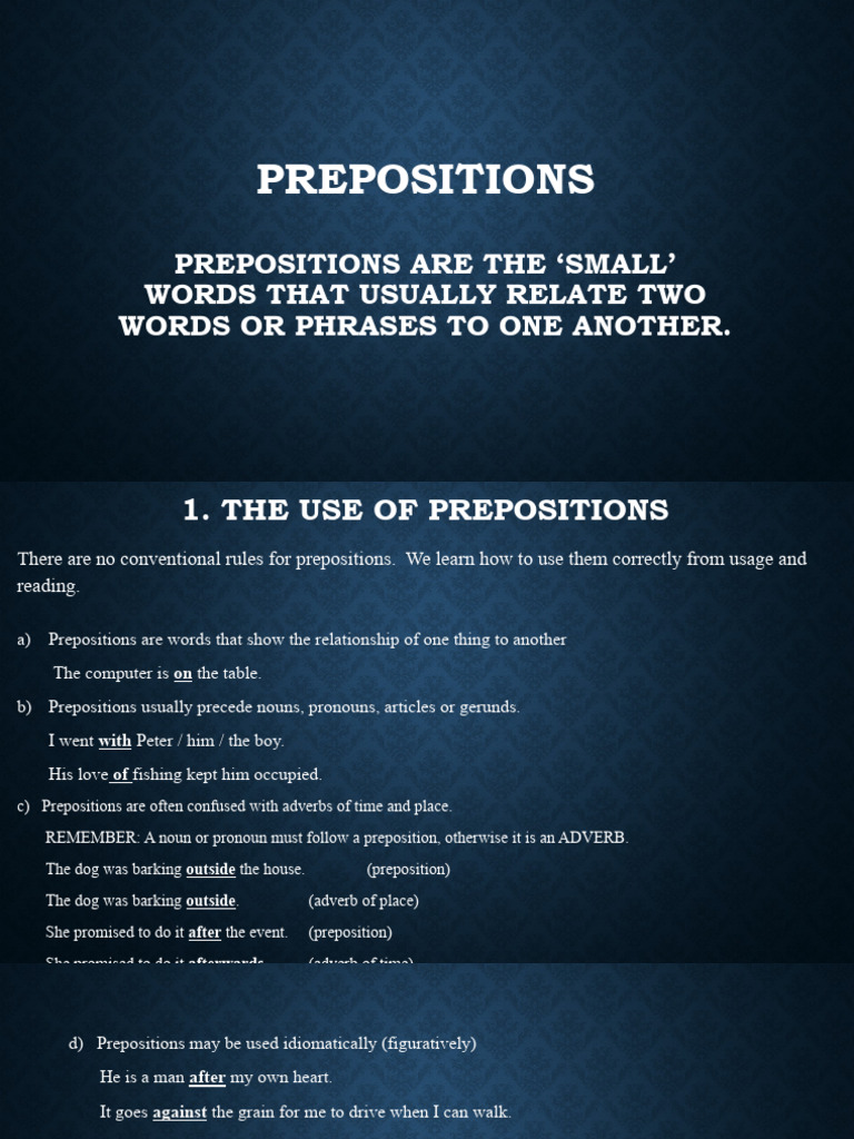 Understanding Prepositions and Their Use | PDF