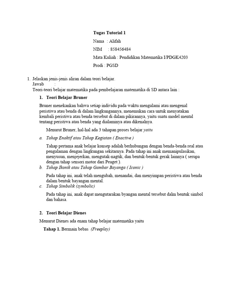 Tugas Tuton Matematik 1 Alifah | PDF