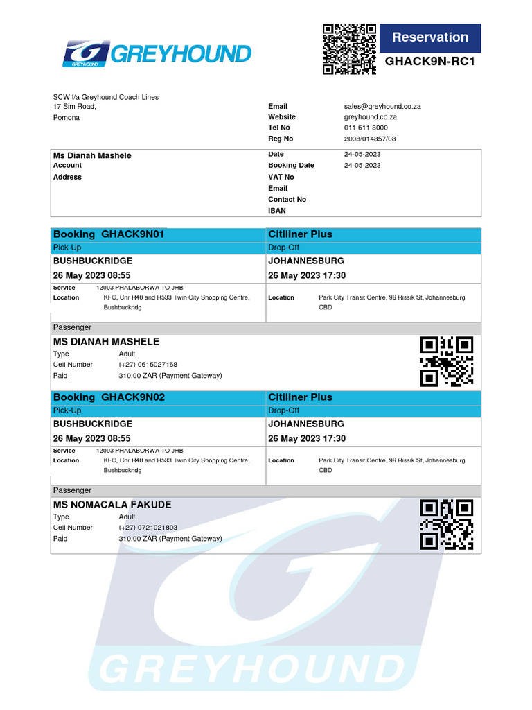 Reservation Confirmation GHACK9N-RC1 | PDF