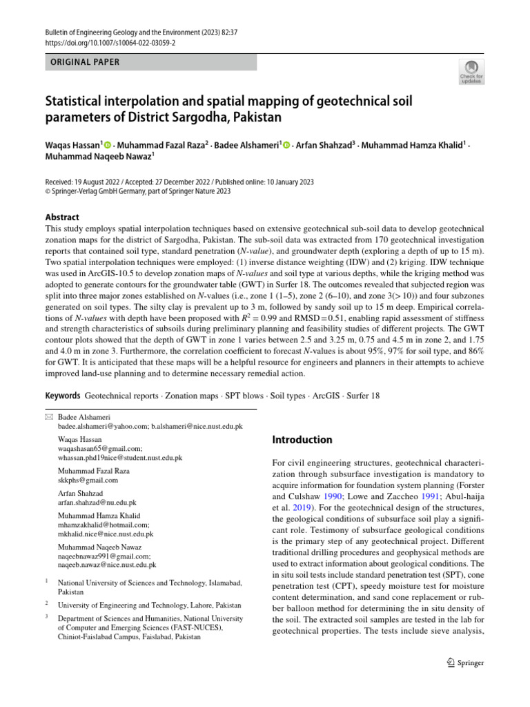 Hassan Et Al.2023. Stadistical Interpolation and Spatial Mapping of ... Hassan Et Al.2023. Stadistical Interpolation and Spatial Mapping of ...