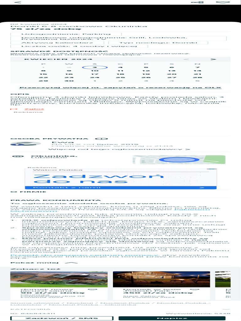 Domki 6-8 Osobowe Okuninka Okuninka • OLX.pl | PDF