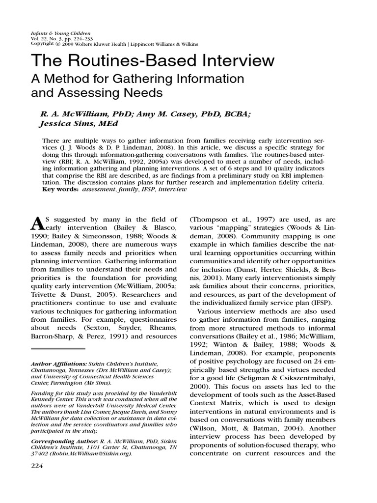 Routines-Based Interview Description | PDF | Nonverbal Communication | Empathy