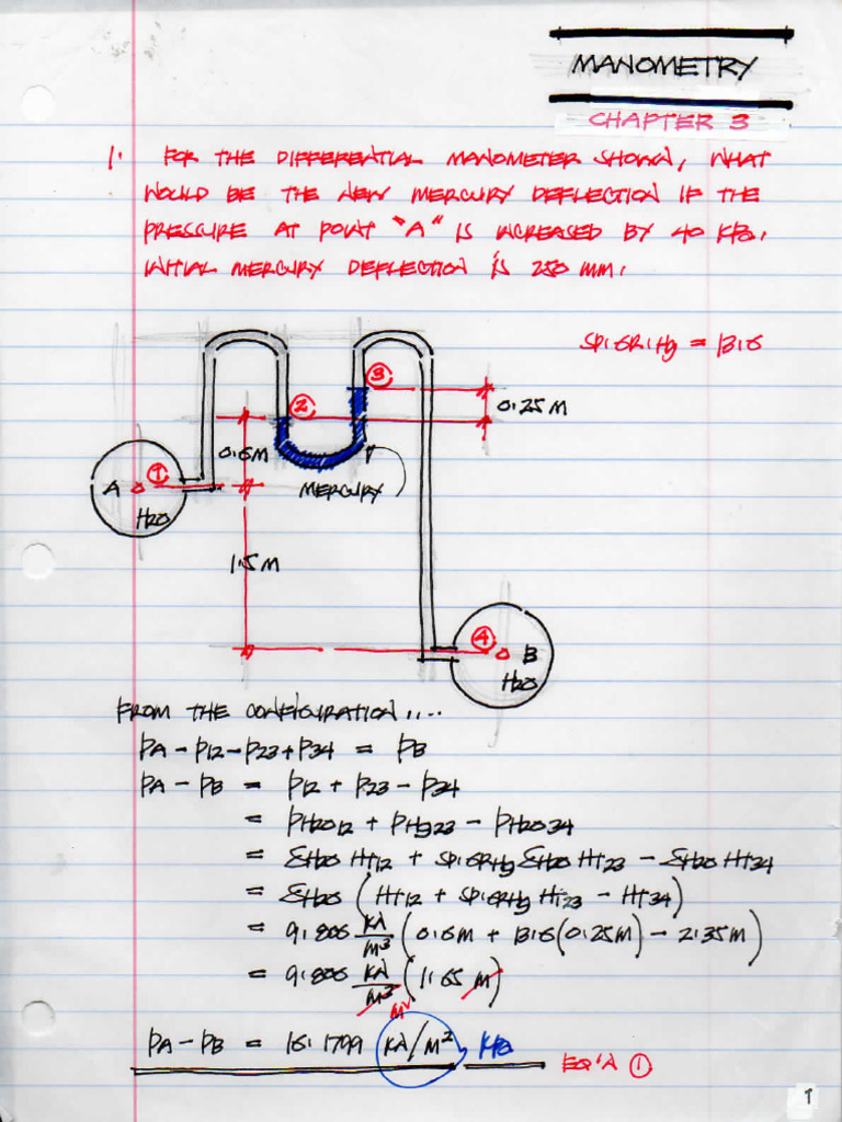 3 MEFM323_Reviewer Solved Problems in Manometry | PDF