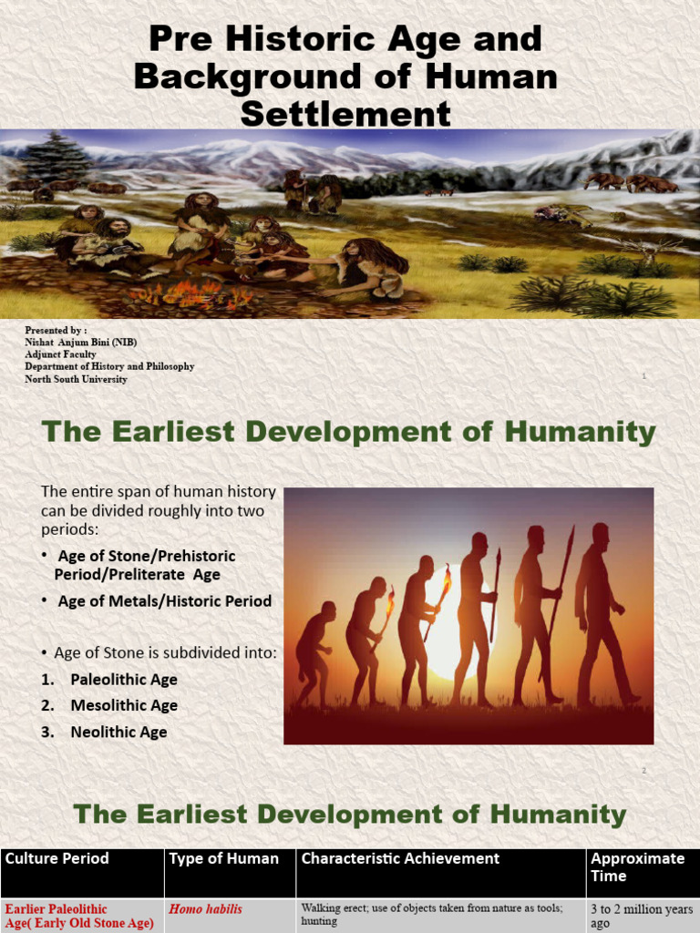Topic 2 Pre Historic Age and Background of Human Settlement-1 | PDF | Paleolithic | Stone Age