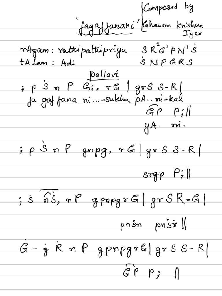 Jagajjanani - Notations | PDF