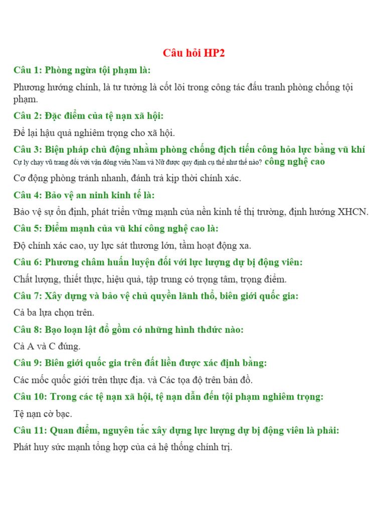 Câu Hỏi HP2 1 11 1 | PDF