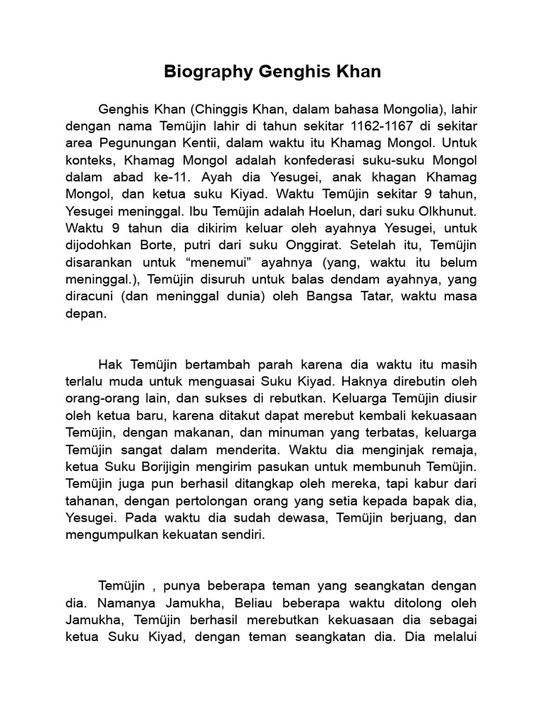 Biography Genghis Khan, Sejarah | PDF | Sejarah | Klasik