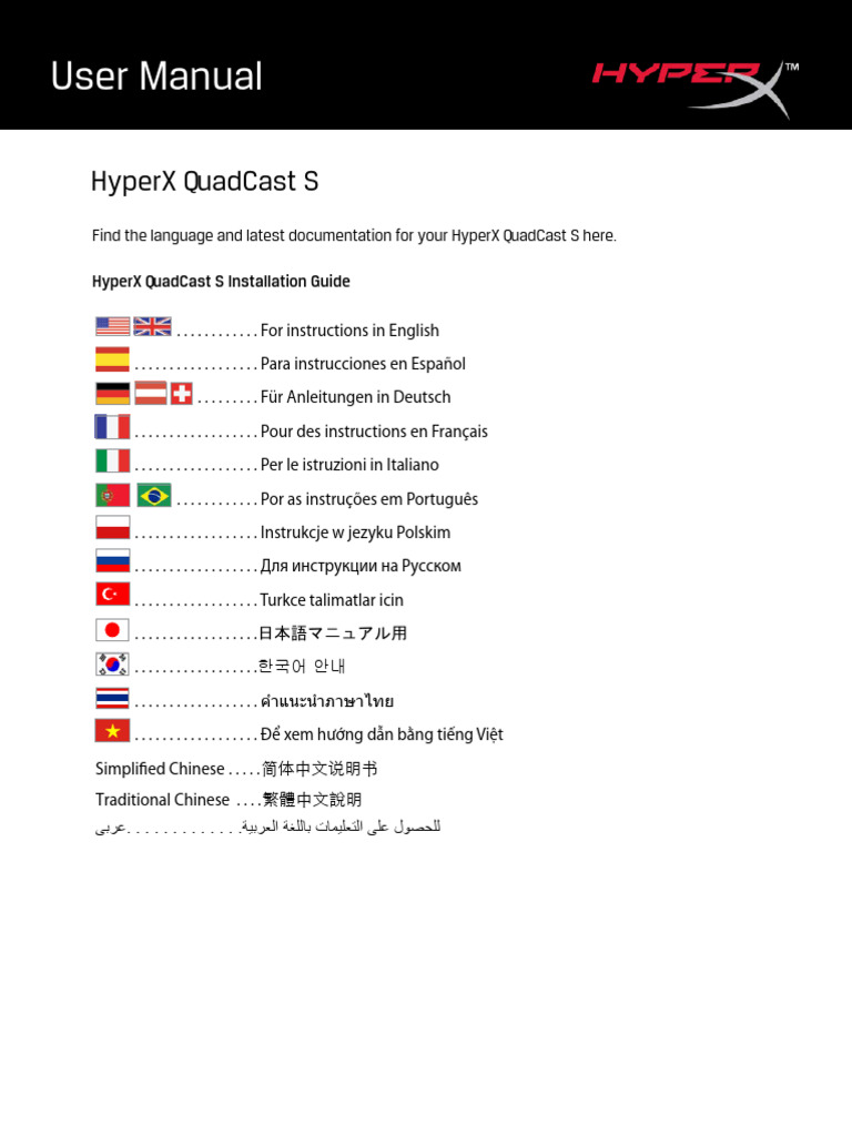 HyperX QuadCast S User Manual | PDF | Microphone | Headphones