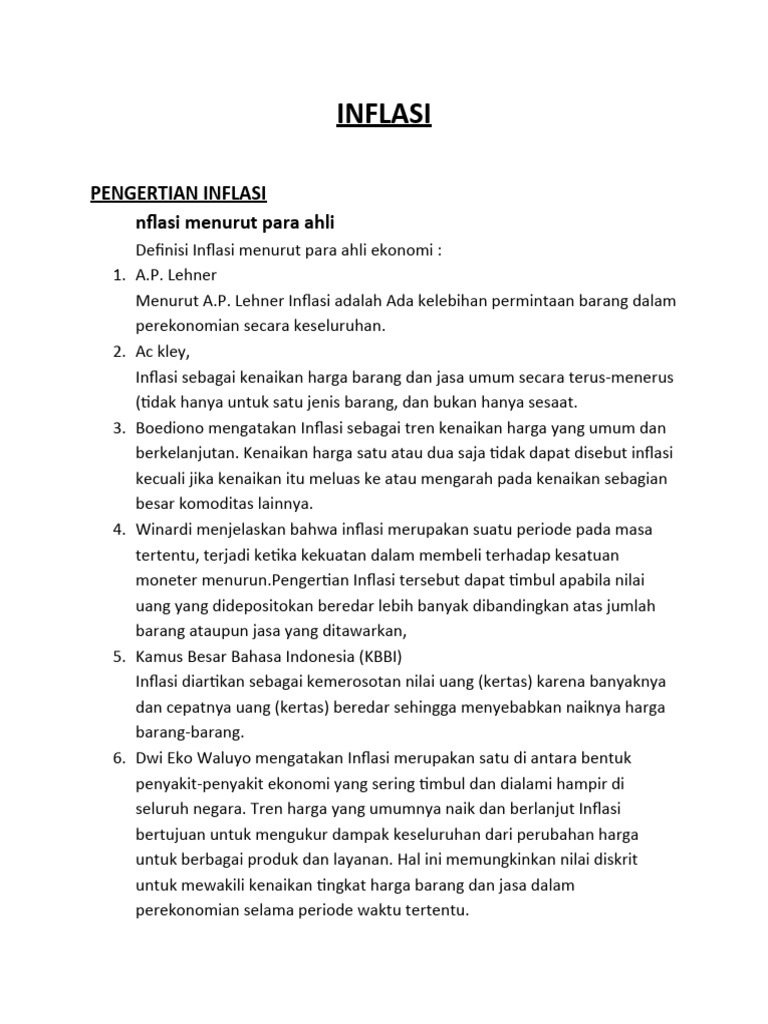 Pengertian dan Penyebab Inflasi Ekonomi | PDF