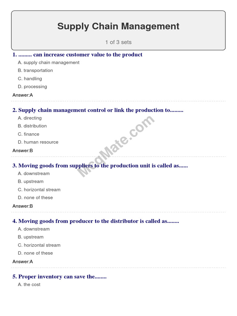 supply-chain-management [set 1] | PDF | Supply Chain Management ...