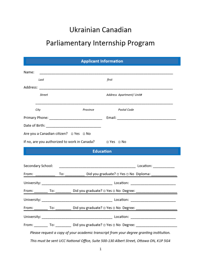 2023 Internship Application Form | PDF | Résumé
