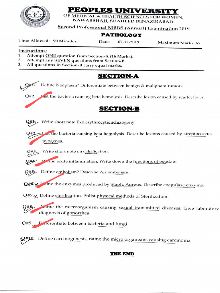 Pathology Past Papers | PDF | Immune System | Staphylococcus