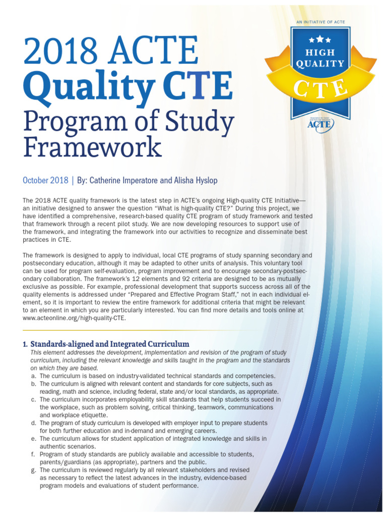 High-Quality CTE Framework Guide | PDF | Vocational Education | Educational Assessment