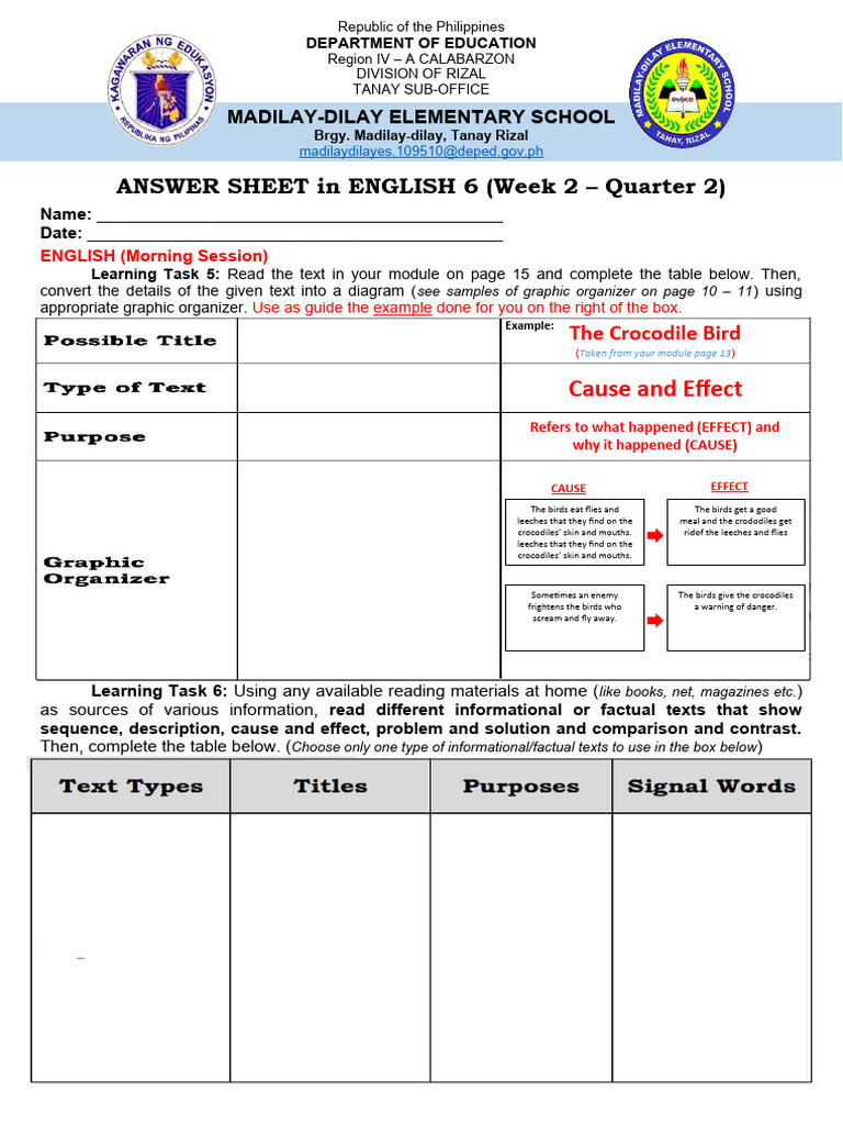 Answer Sheet Week 2 new | PDF