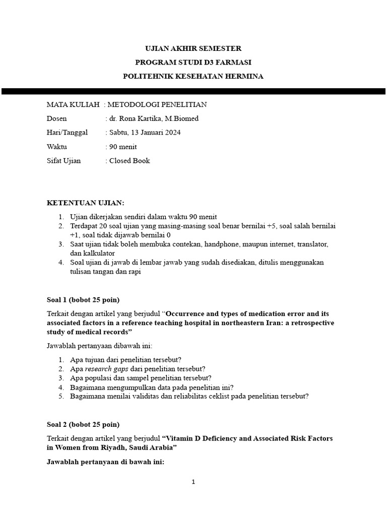 Uas Farmasi - Metopen | PDF | Medical Error | Prescription Drugs