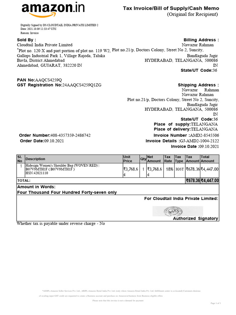 Bag Invoice | PDF | Invoice | Payments