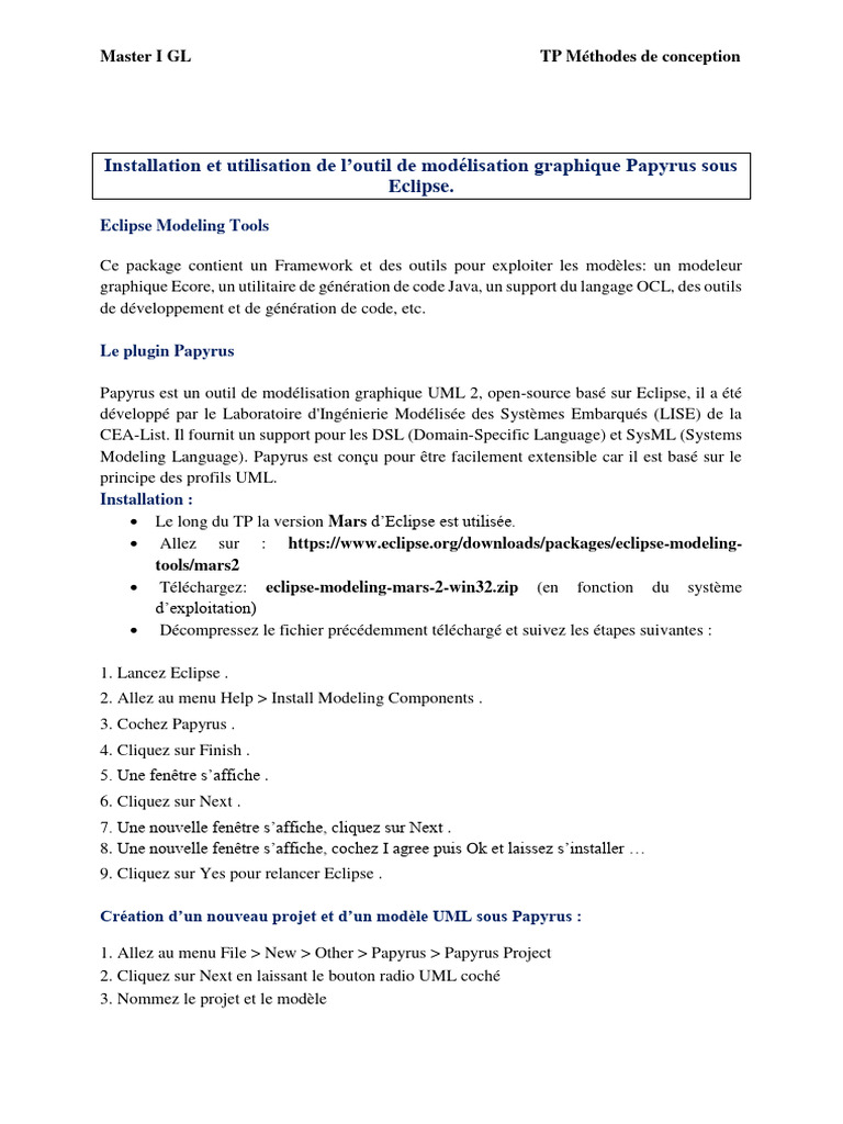 Installation de Papyrus sous Eclipse | PDF | Eclipse (Logiciel) | Java ...