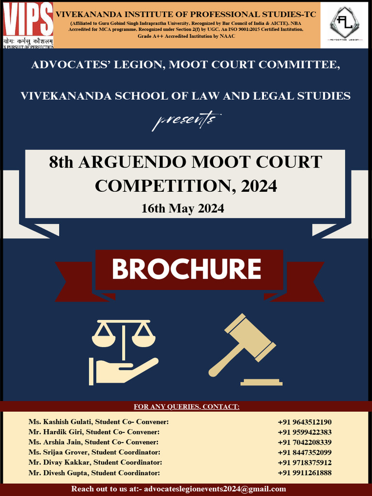 Brochure - 8th Arguendo Moot Court Competition 2024 | PDF | Note ...