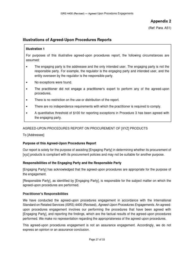 ISRS 4400 (Revised Report) | PDF | Financial Audit | Audit