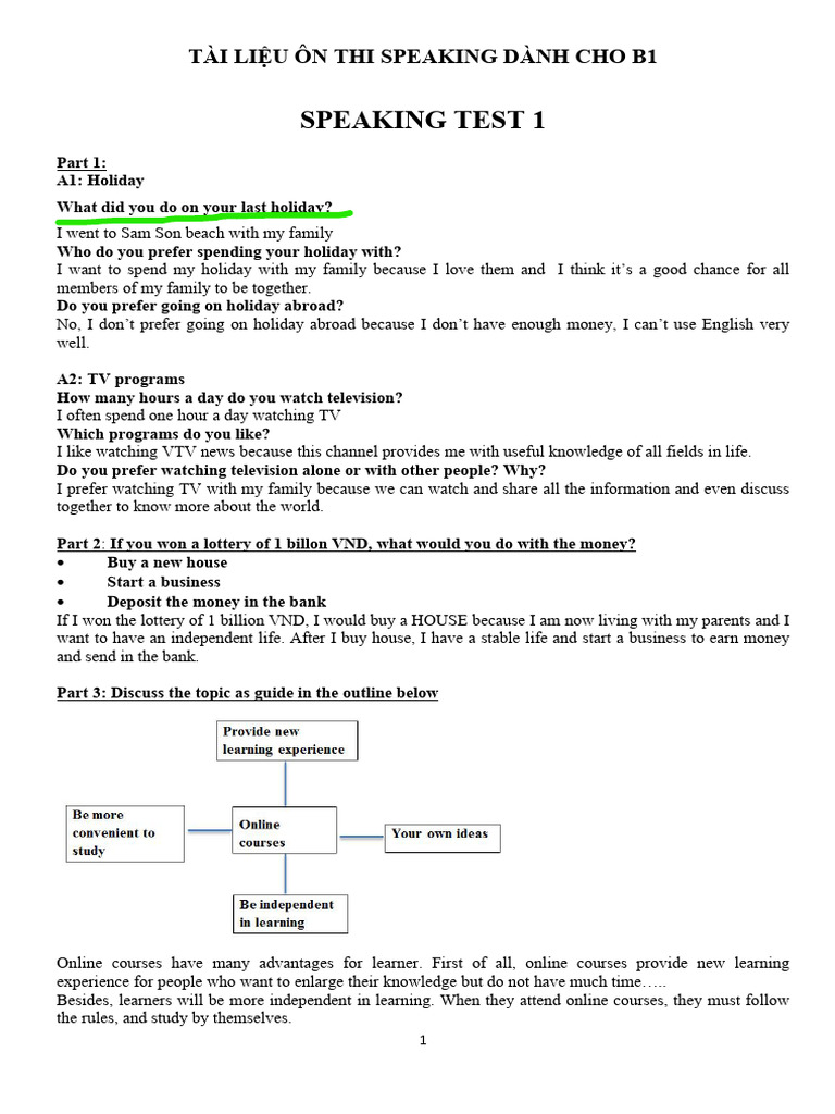B1 Speaking Test Preparation Guide | PDF | Fast Food | Teachers