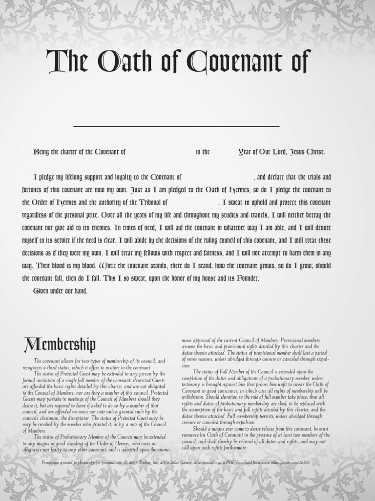 Ars Magica 5 Covenant Oath | PDF | Covenant (Biblical)