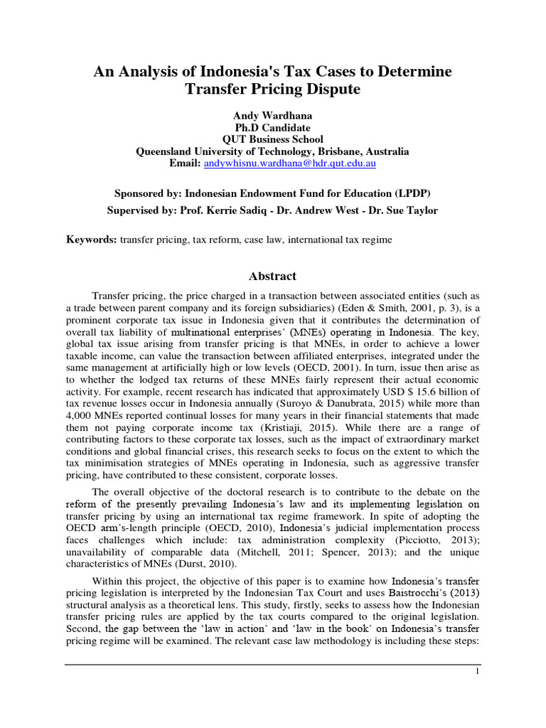 An Analysis of Indonesia's Tax Cases To Determine | PDF | Taxes | Value ...