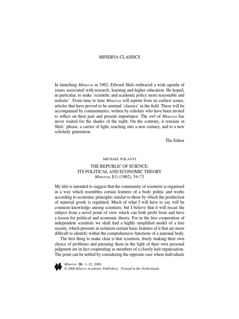 Polanyi-The Republic of Science | PDF | University | Scientist