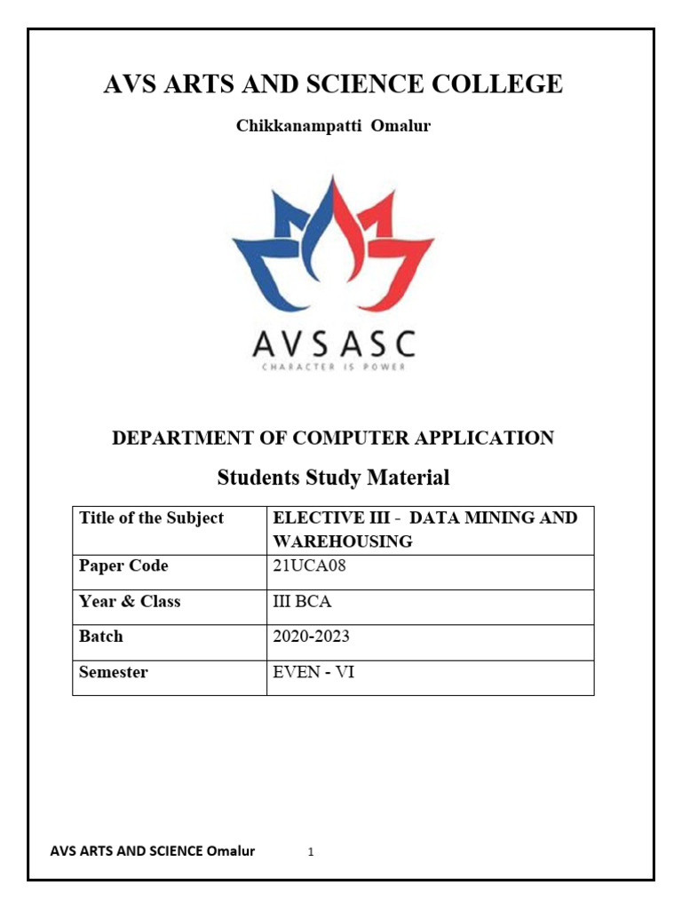 III BCA Datamining and Warehousing 17-18 Syllabus | PDF | Cluster ... III BCA Datamining and Warehousing 17-18 Syllabus | PDF | Cluster ...