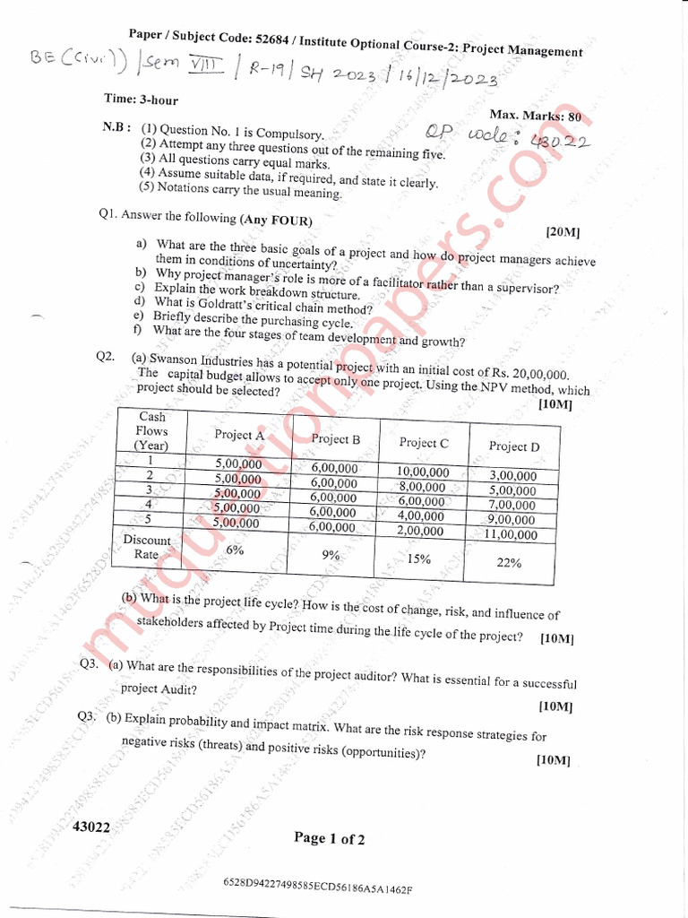 Be - Computer Engineering - Semester 8 - 2023 - December - Iloc II Project Management Rev 2019 C ...