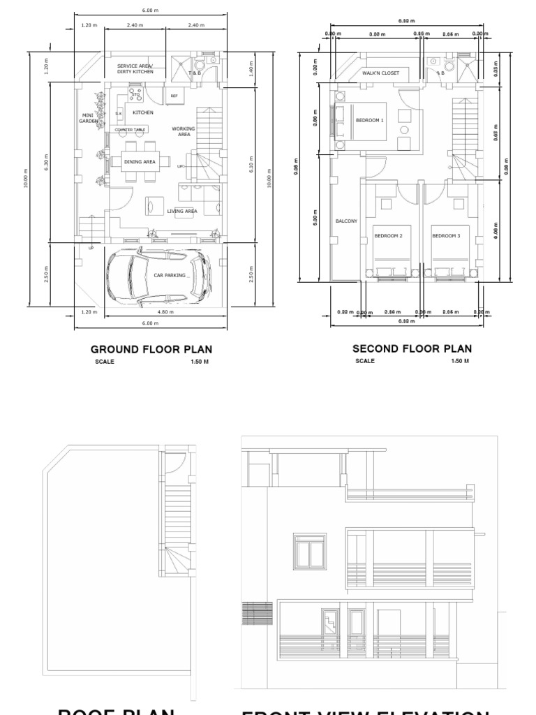 Revised Plan_proposed Two Storey Residential With Roof Deck | Download Free PDF | Bedroom ...