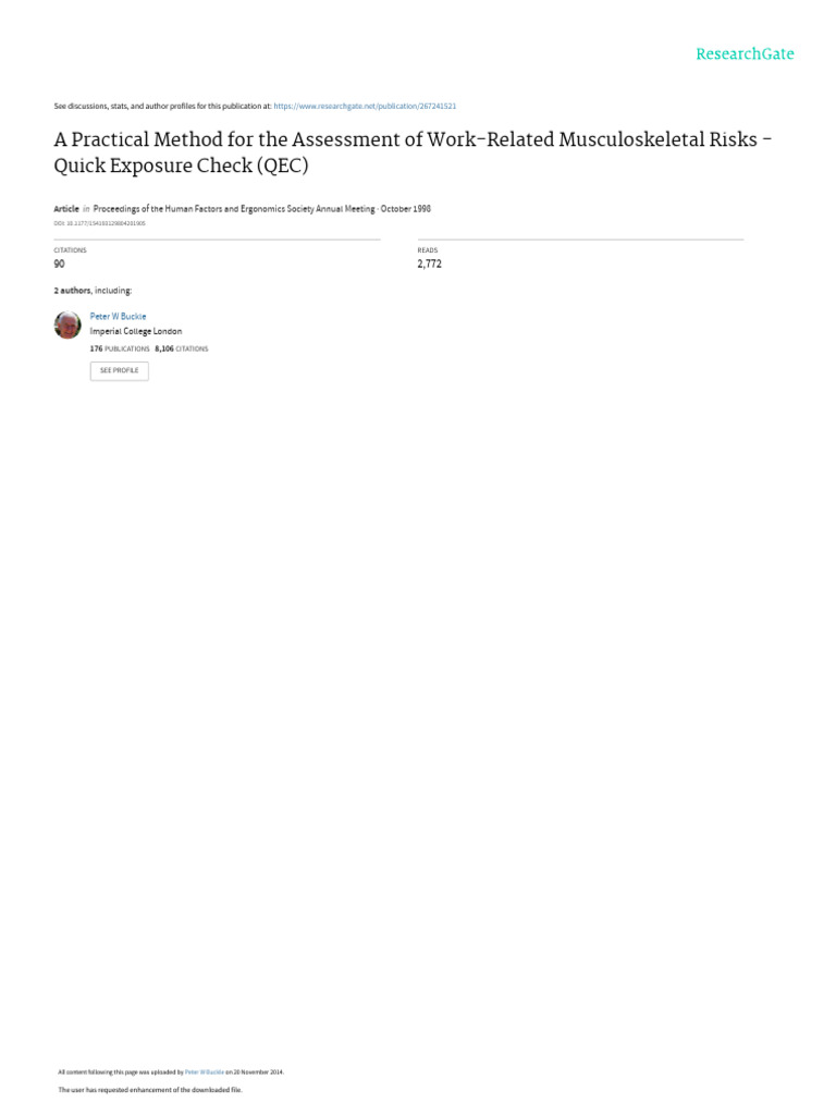 BUKU QEC A Practical Method For The Assessment of Work-Rela | PDF ...