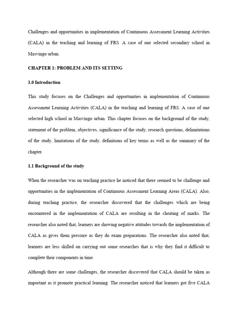 Challenges and Opportunities of Cala (Chikati, 2023) - 090251 | PDF ... Challenges and Opportunities of Cala (Chikati, 2023) - 090251 | PDF ...