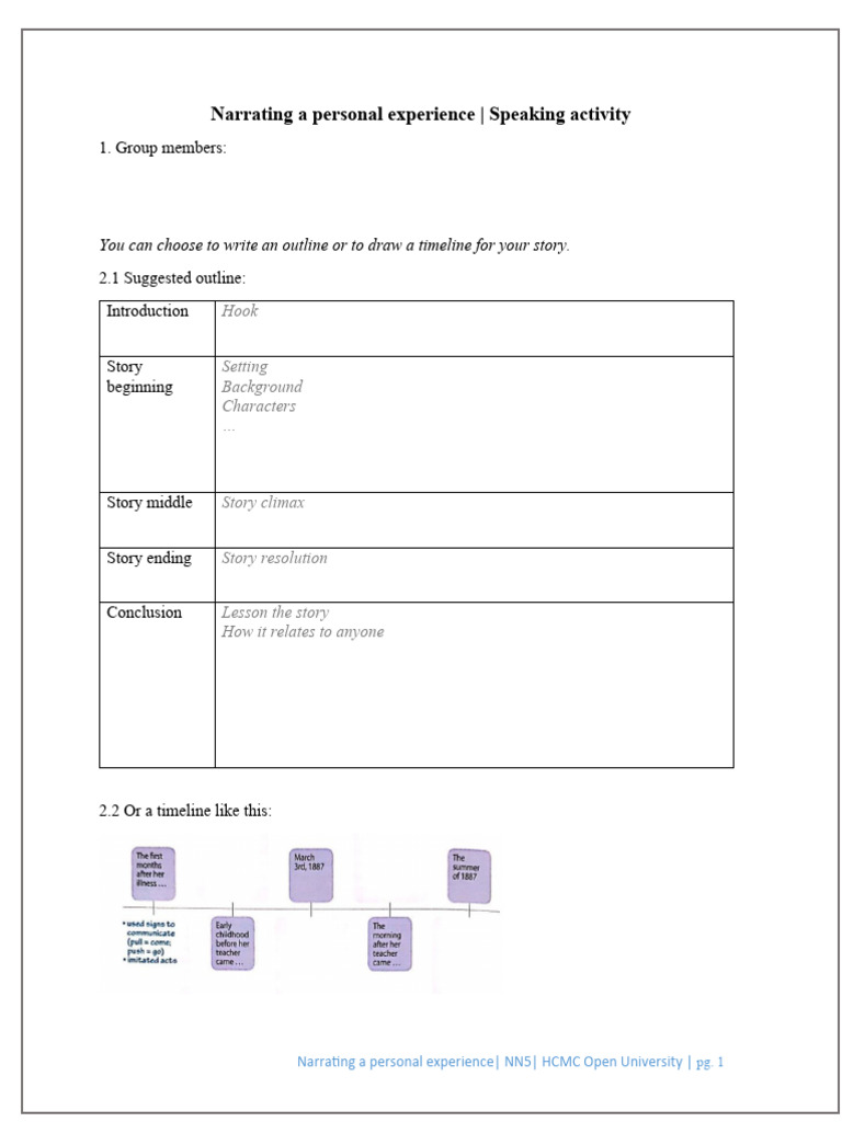 Personal Experience Narration Guide | PDF