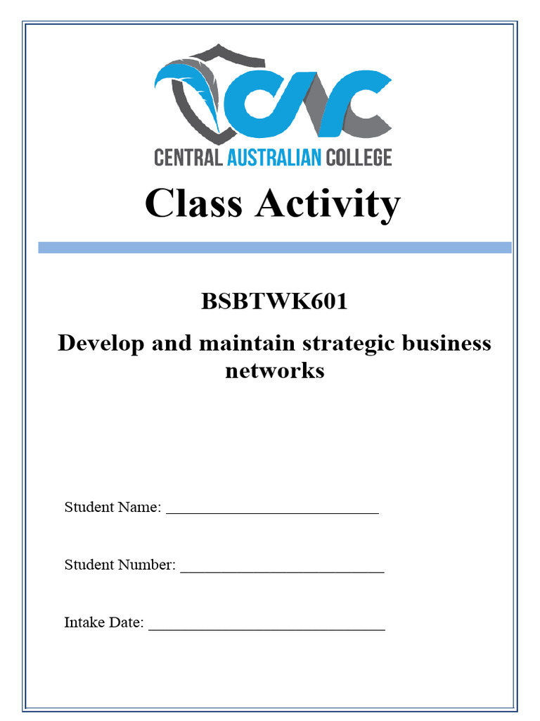 BSBTWK601_CAC Class Activities | PDF | Strategic Management | Corporate Social Responsibility