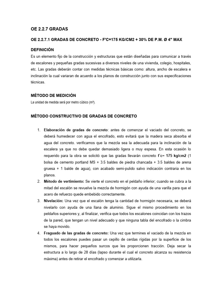 Oe 2.2.7 Gradas | PDF | Hormigón | Albañilería