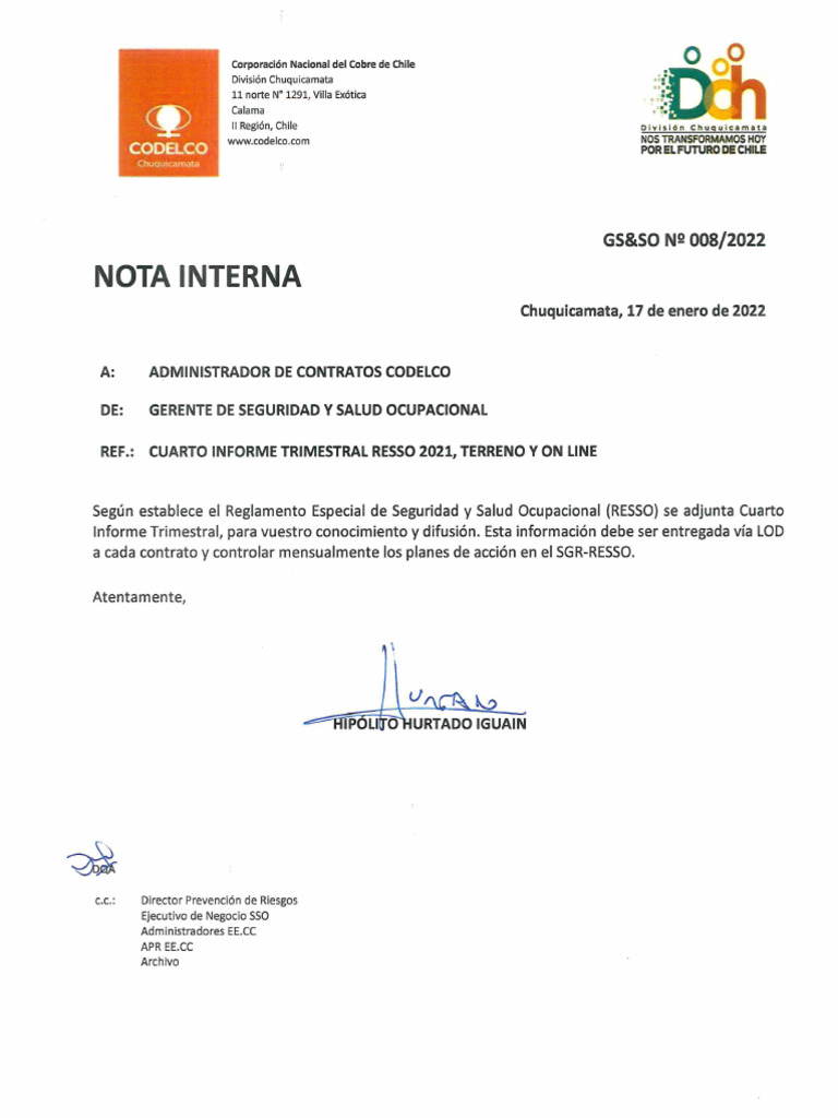 1.-Nota Interna Cuarto Informe Trimestal 2021 | PDF