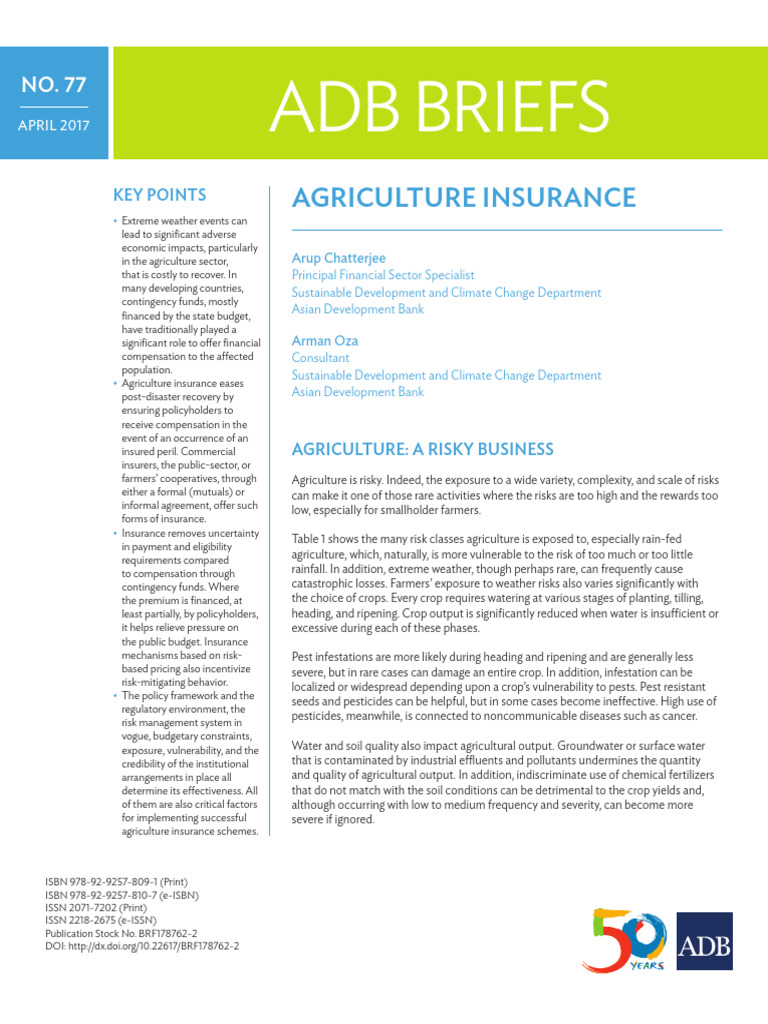Understanding Agriculture Insurance Risks | PDF | Insurance | Risk