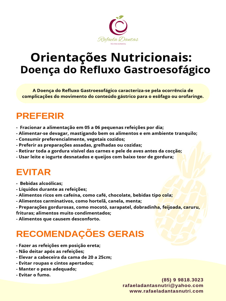 Orientações Nutricionais Refluxo | PDF