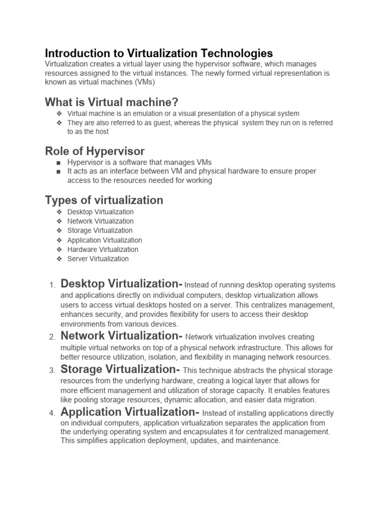 Group 1 Introduction to Visualization in Technologies | PDF | Virtualization | Virtual Machine