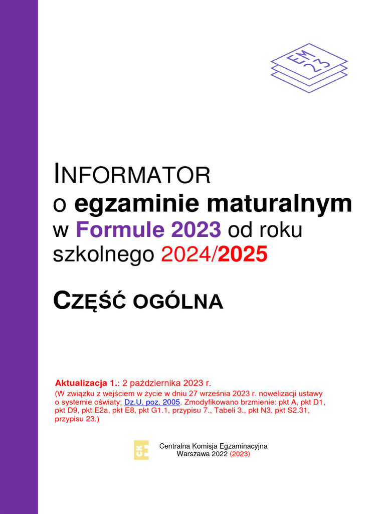 Informator Część Ogólna EM23 Od - 2025 Wer - 2023 p1 | PDF