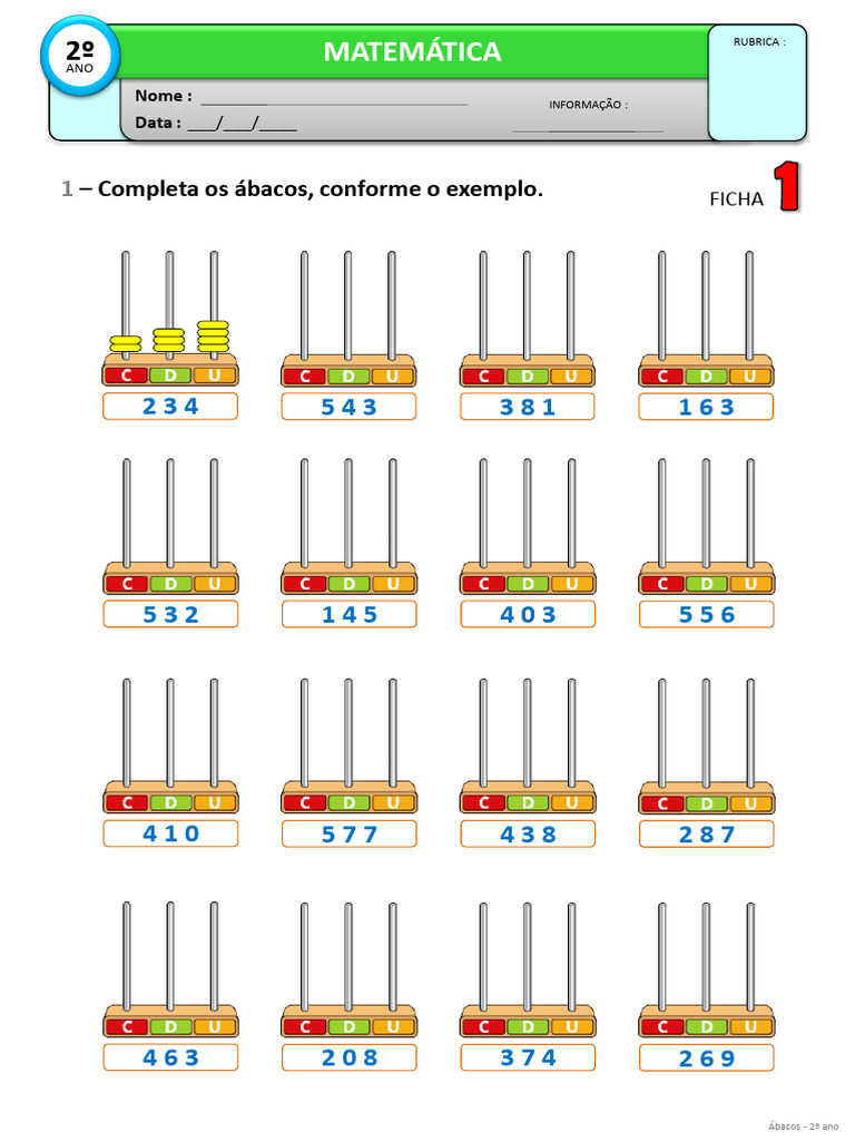 Ábaco Até 999 - 2.º Ano | PDF